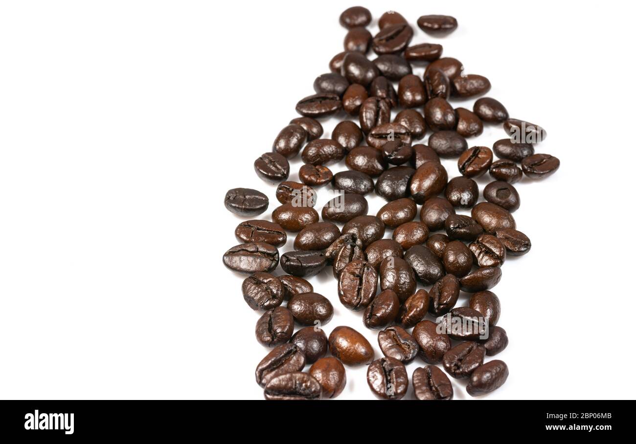 Roasted coffee beans splatter isolated on a white background Stock ...