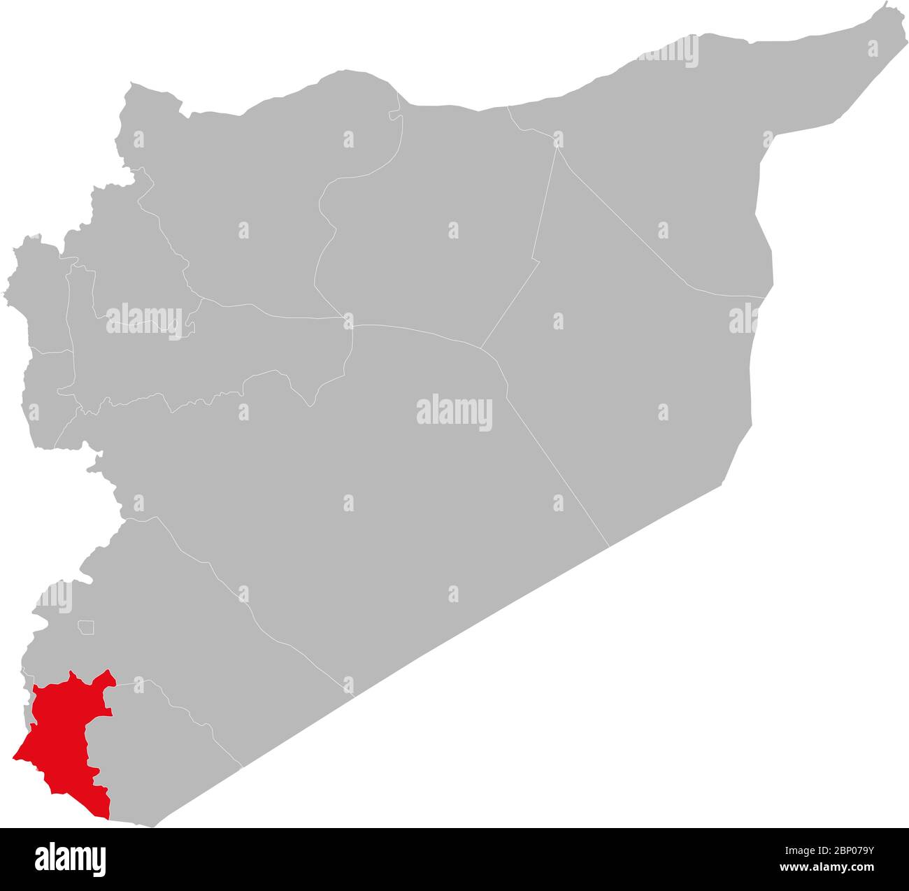 Daraa province highlighted on syria map. Light gray background. Perfect ...
