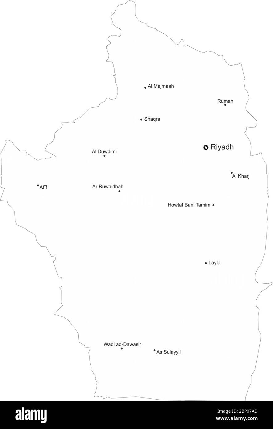 Riyadh province map with cities. Saudi arabia. White background Stock ...