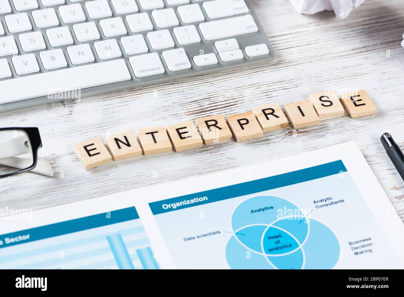Enterprise concept with letters on cubes Stock Photo - Alamy