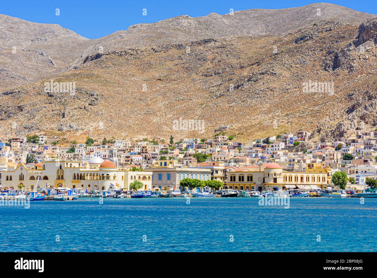 Port town of Pothia on the Dodecanese Island of Kalymnos, Greece Stock ...