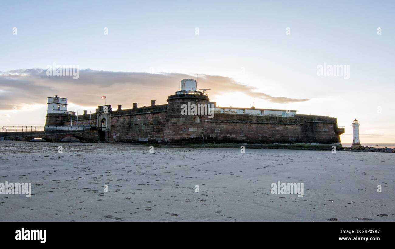 New Brighton Perch Rock Lighthouse and fort Stock Photo - Alamy