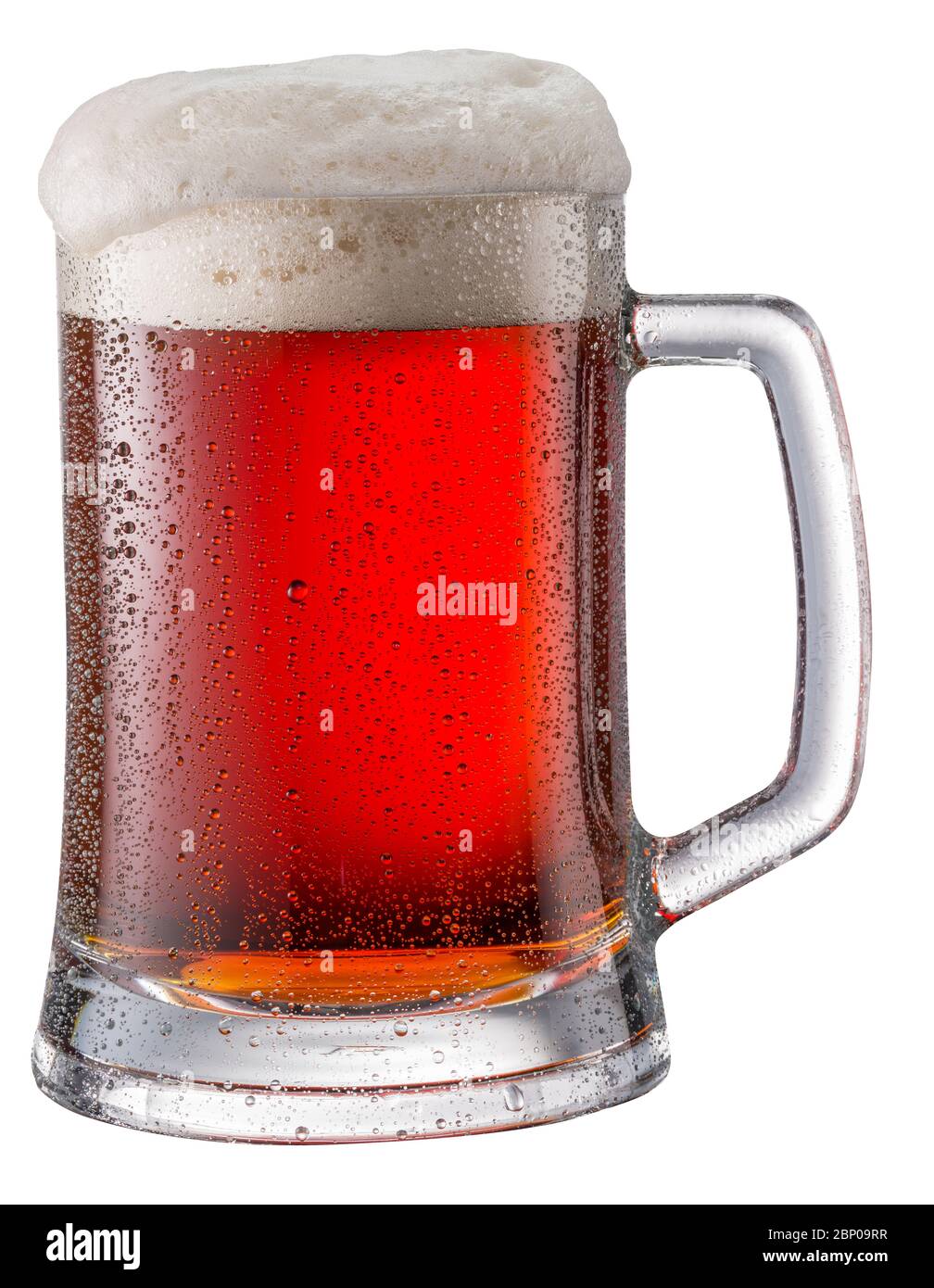 Beer glass isolated on a white background. Contains clipping path. Red ...