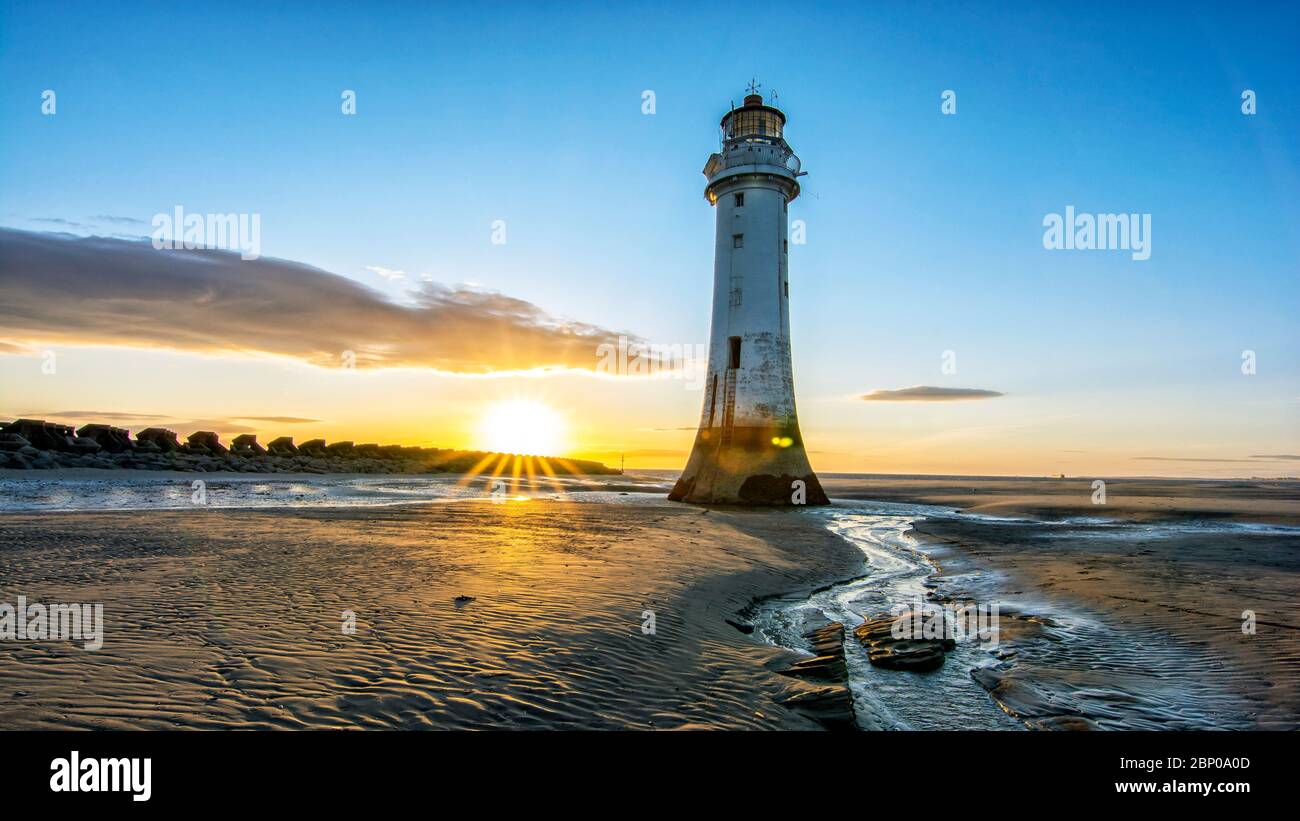 New Brighton Perch Rock Lighthouse and fort Stock Photo - Alamy