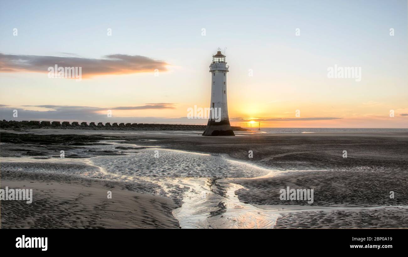 New Brighton Perch Rock Lighthouse and fort Stock Photo - Alamy