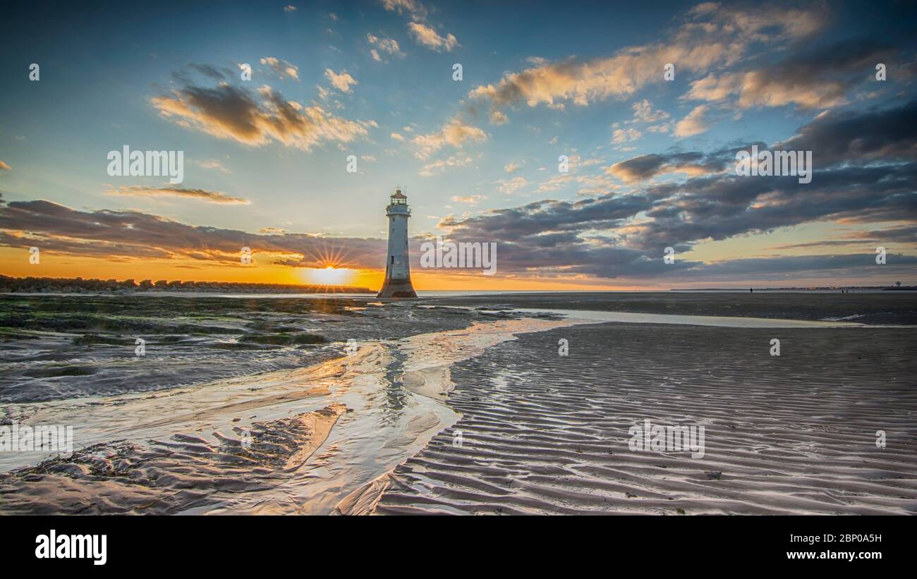 New Brighton Perch Rock Lighthouse and fort Stock Photo - Alamy