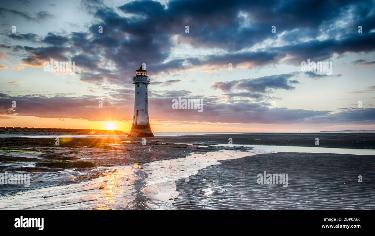 New Brighton Perch Rock Lighthouse and fort Stock Photo - Alamy