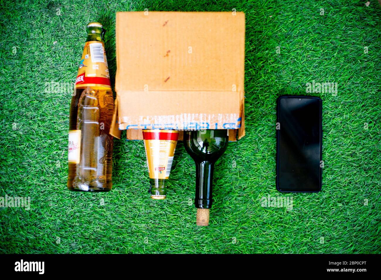 Alcohol in a cardboard box with beer and wine home delivered through ...