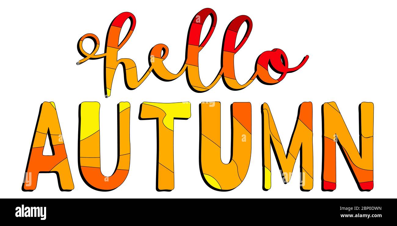 Cute hello autumn lettering Stock Vector Images - Alamy