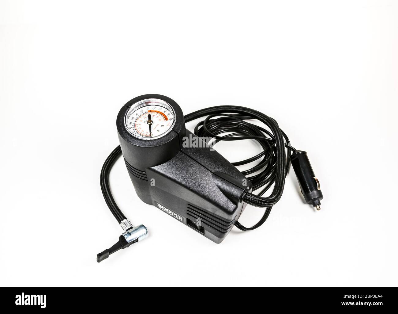 a compact inflation machine with gauge number on white background,for ...