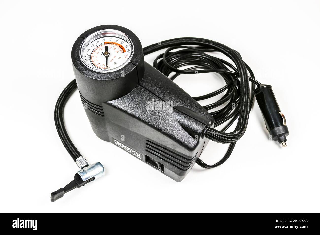 a compact inflation machine with gauge number on white background,for ...