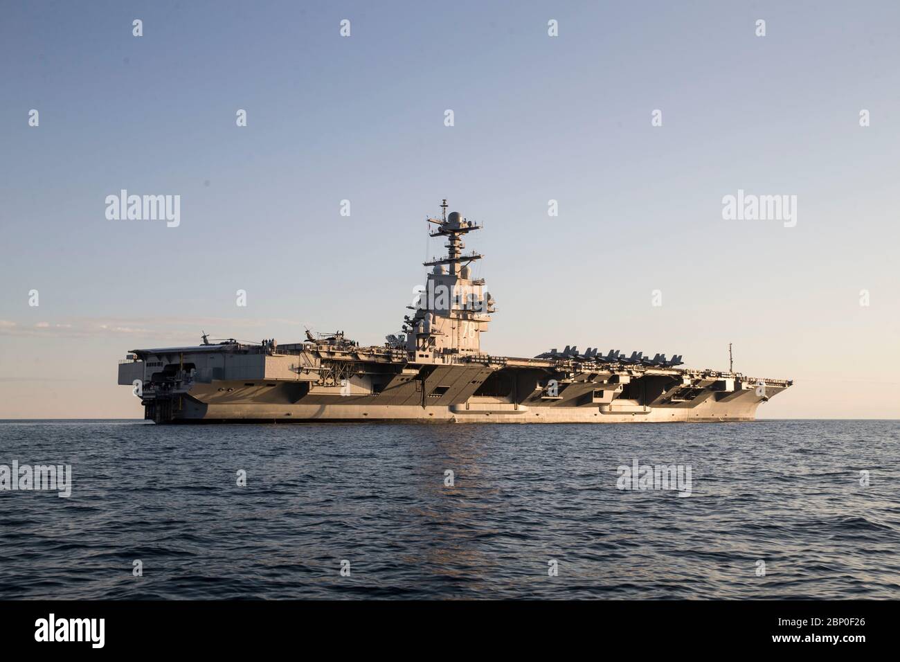 USS Gerald R. Ford (CVN 78) transits the Atlantic Ocean, May 13, 2020 ...