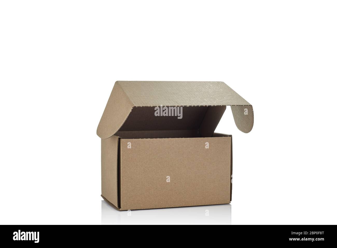 Opened cardboard box isolated on white background Stock Photo - Alamy