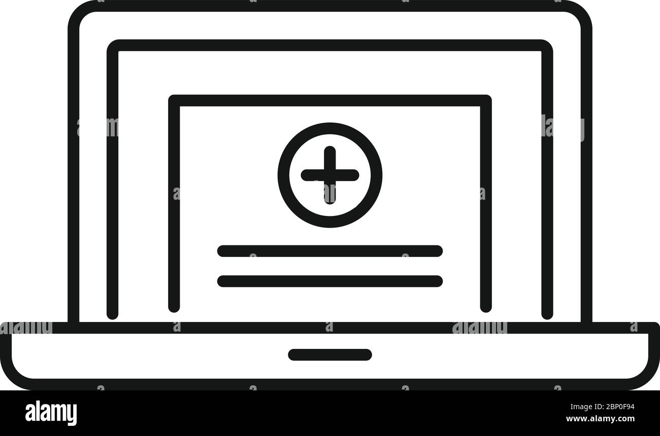 Laptop medical consultation icon. Outline laptop medical consultation ...