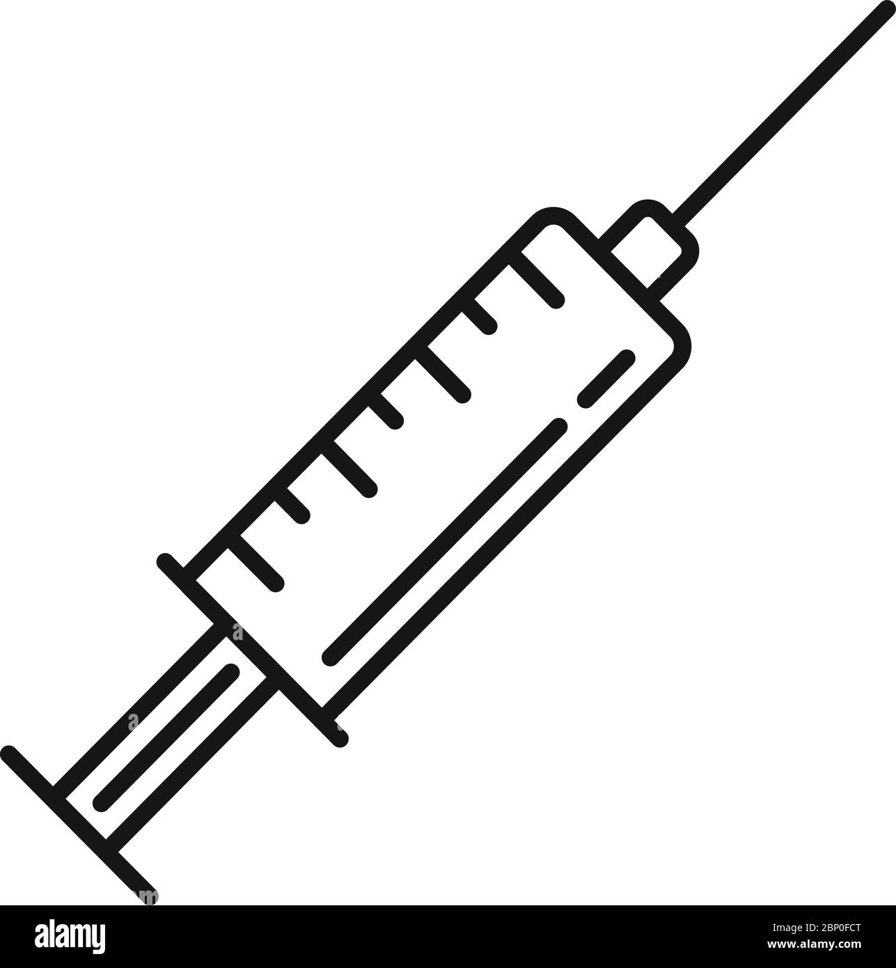 Medical plastic syringe icon. Outline medical plastic syringe vector ...
