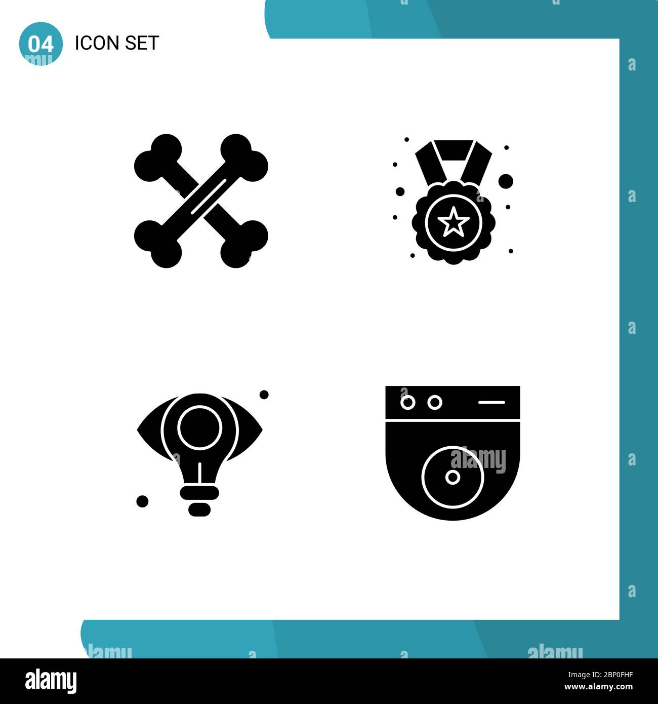 Group of 4 Solid Glyphs Signs and Symbols for biology, eye, science ...