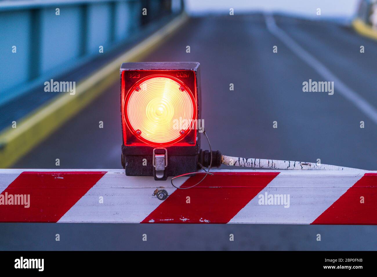 stop sign light on the stop bar on the road Stock Photo - Alamy