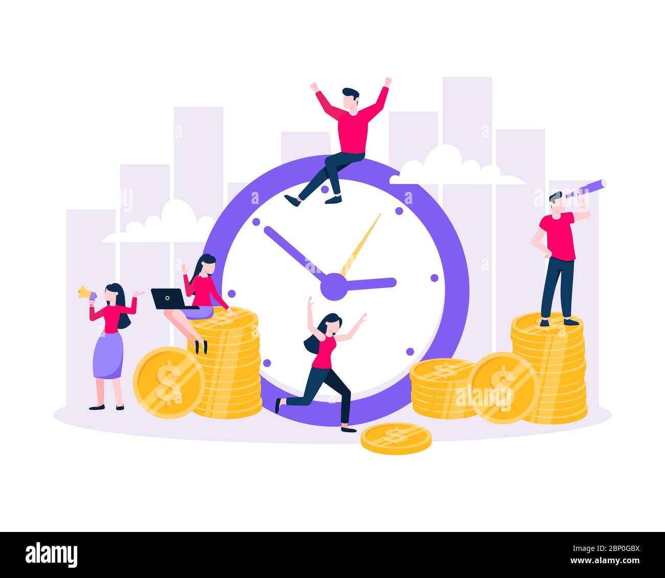 Time is money. Save time business concept flat style vector ...