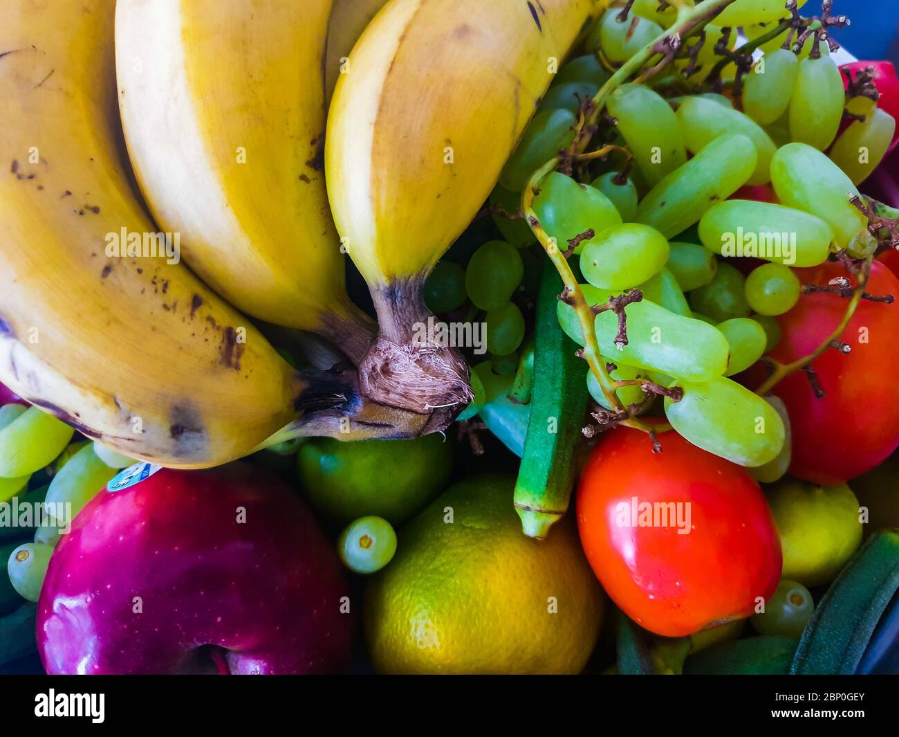 Variety of fruits and vegetables close up Stock Photo - Alamy