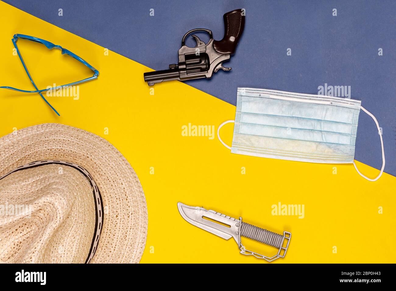 Flat lay minimalist of crime during coronavirus Stock Photo - Alamy
