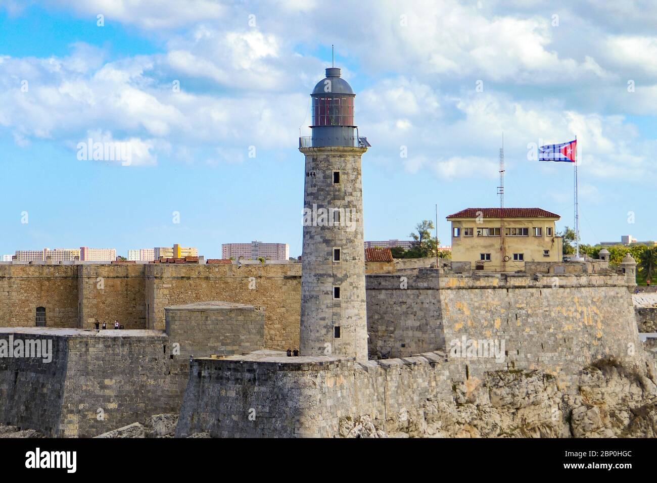 One of Cuba's famous landmarks - The Faro Castillo del Morro lighthouse ...
