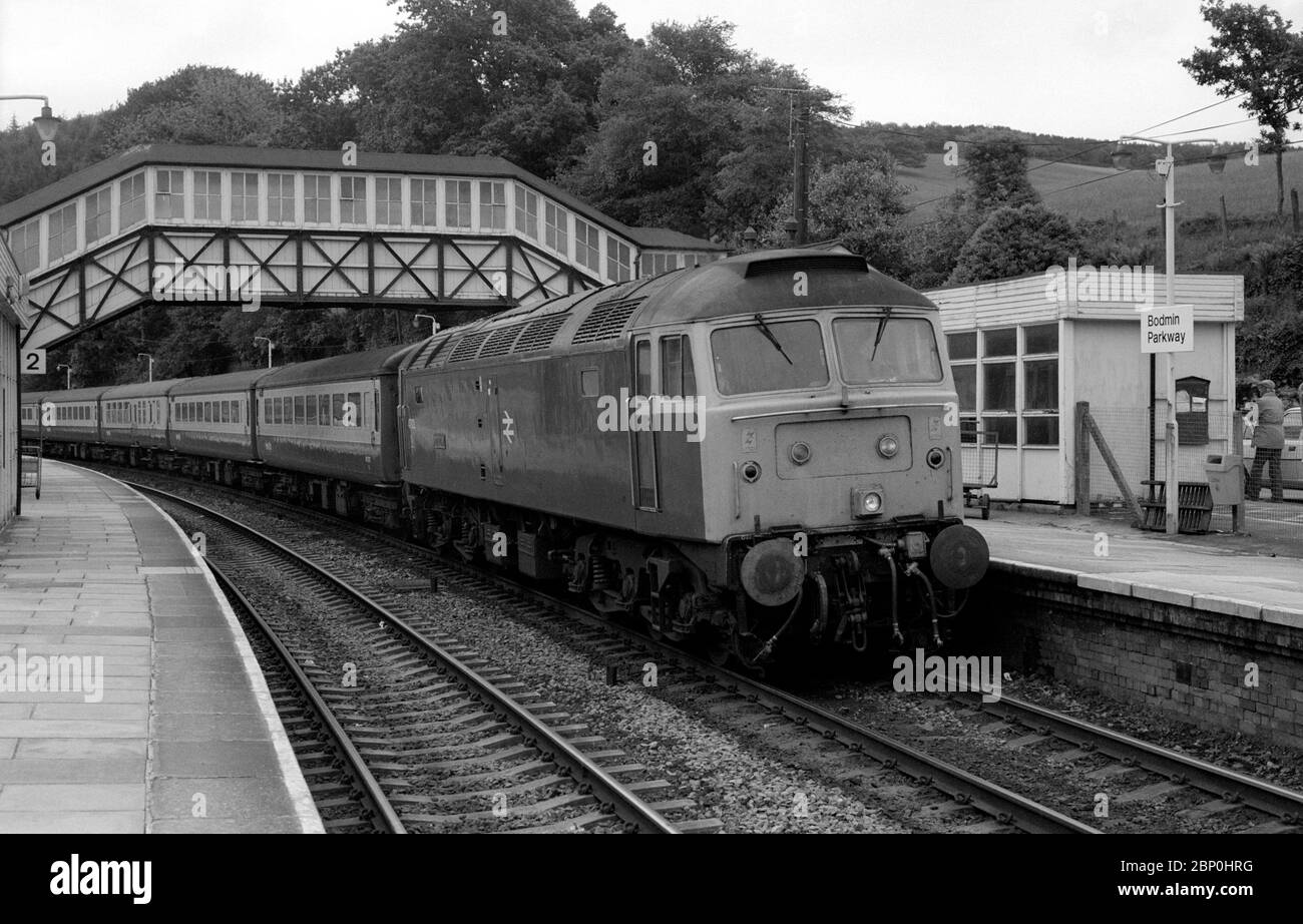 Class 47 diesel locomotive No. 47623 "Vulcan" at Bodmin Parkway station ...