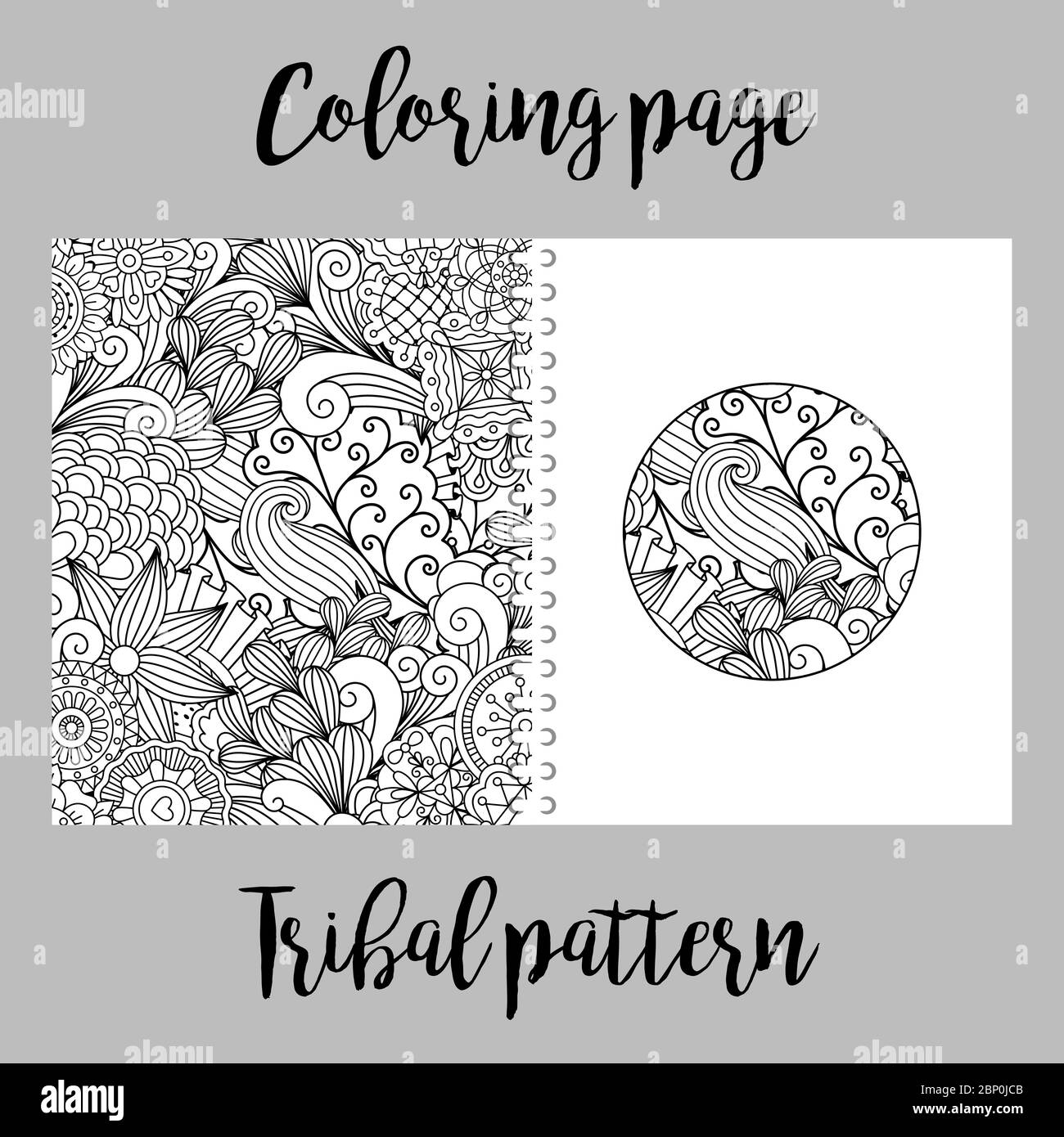 Coloring page design for print with tribal pattern, vector illustration ...