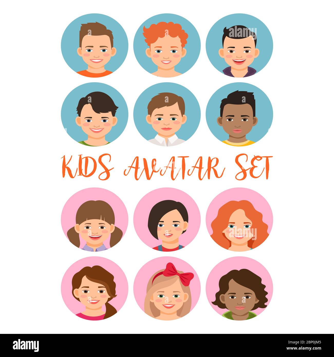 Kids avatar set of boys and girls, vector illustration Stock Vector ...