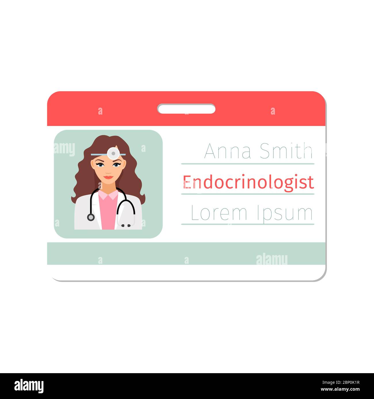 Female character of endocrinologist medical specialist badge template ...