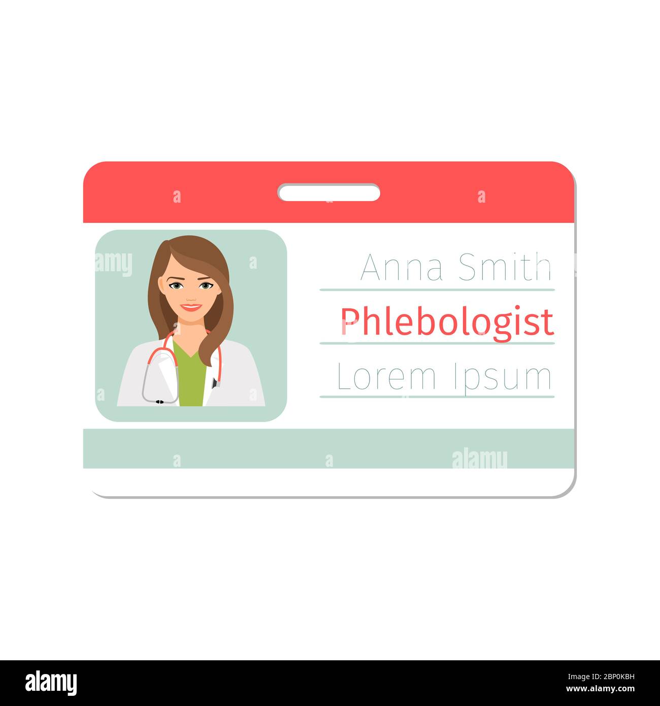 Female character of phlebologist medical specialist badge template for ...