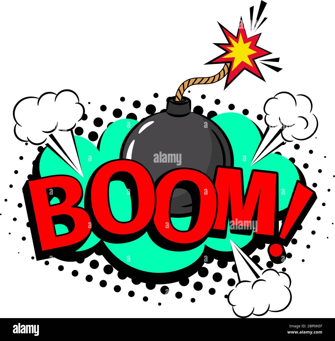 Boom cartoon patch, pop art style coloful icon with bomb, vector ...