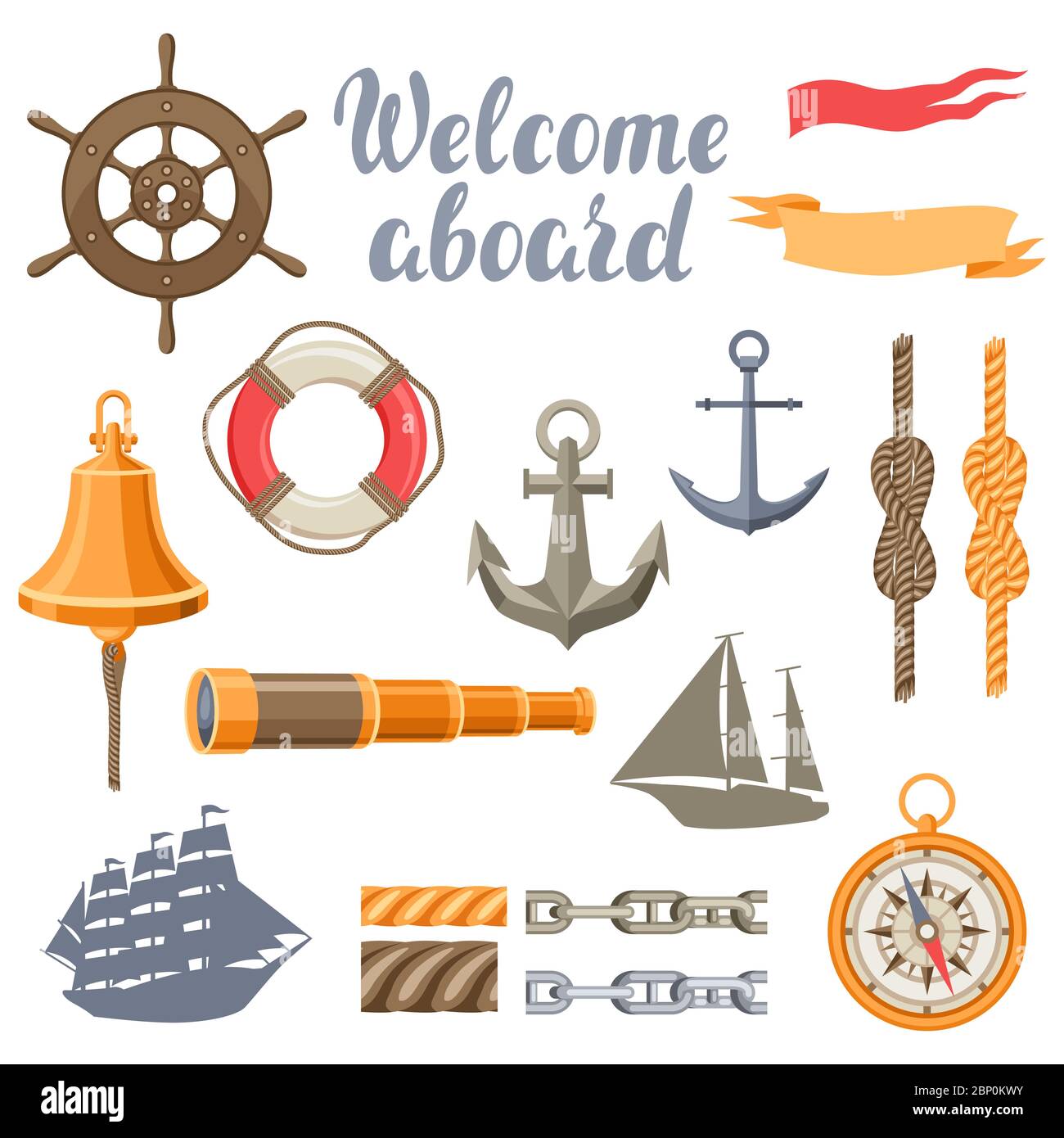 Collection of nautical symbols and items Stock Vector Image & Art - Alamy