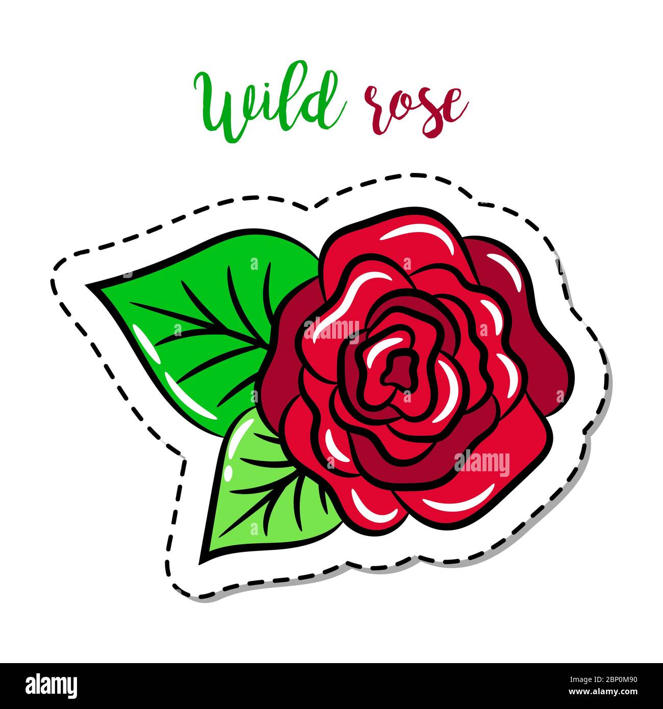 Fashion patch element with quote, Wild rose, vector illustration Stock ...
