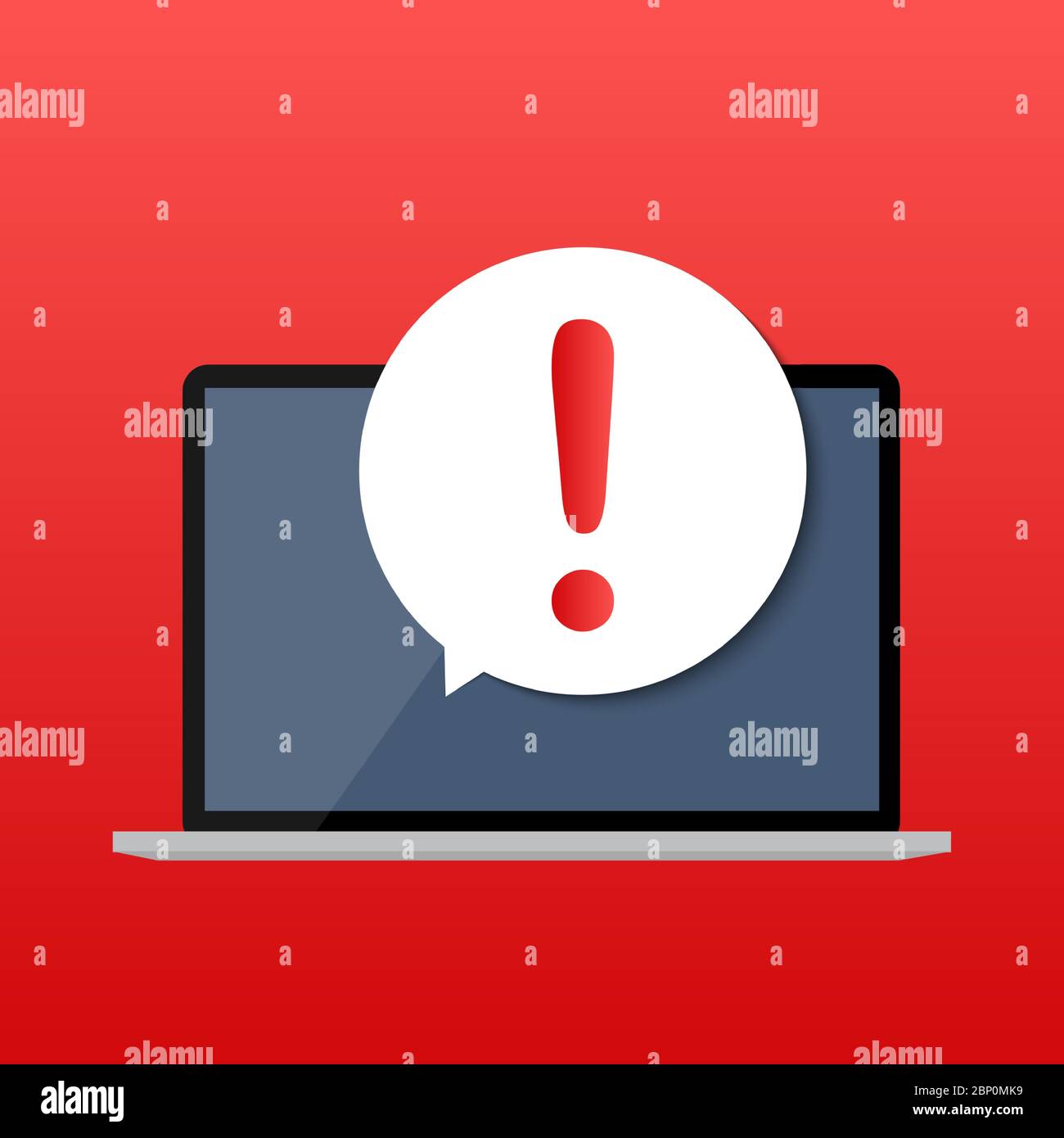 Alert message mobile notification on the laptop screen concept. Vector ...