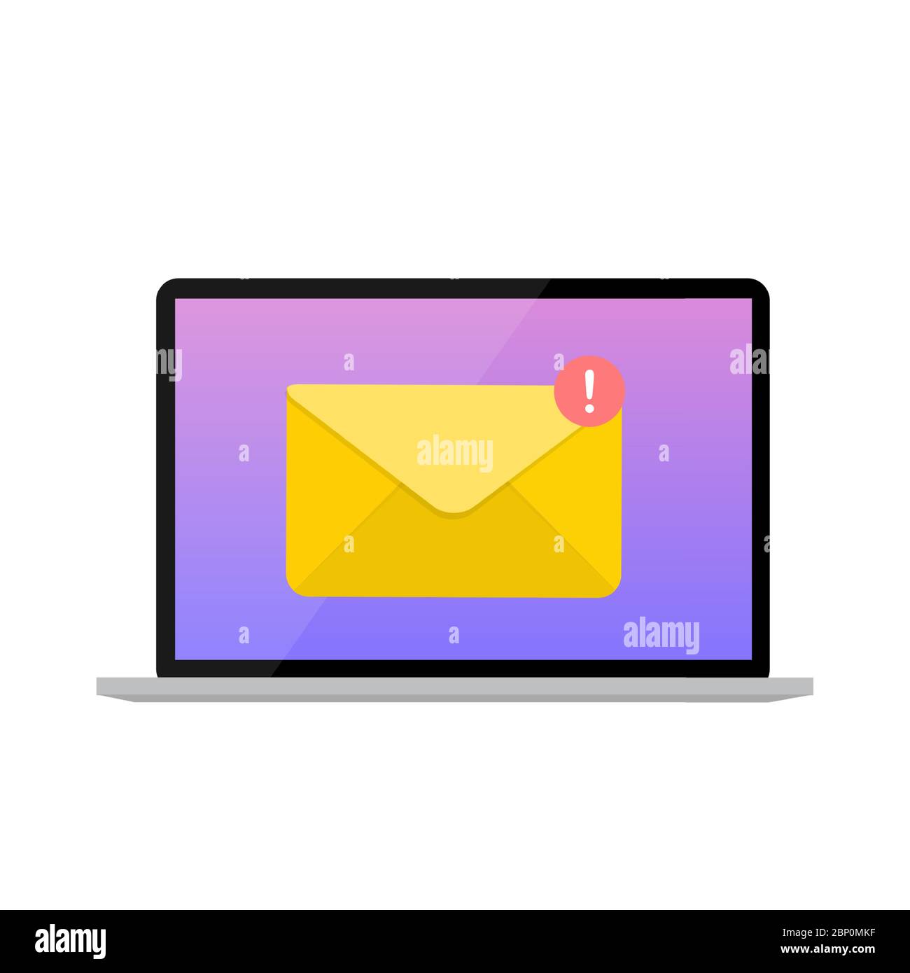 New Email on the laptop screen notification concept. Vector ...