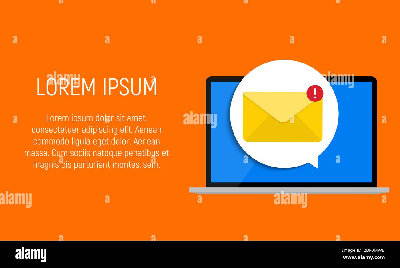 New Email on the laptop screen notification concept. Vector ...