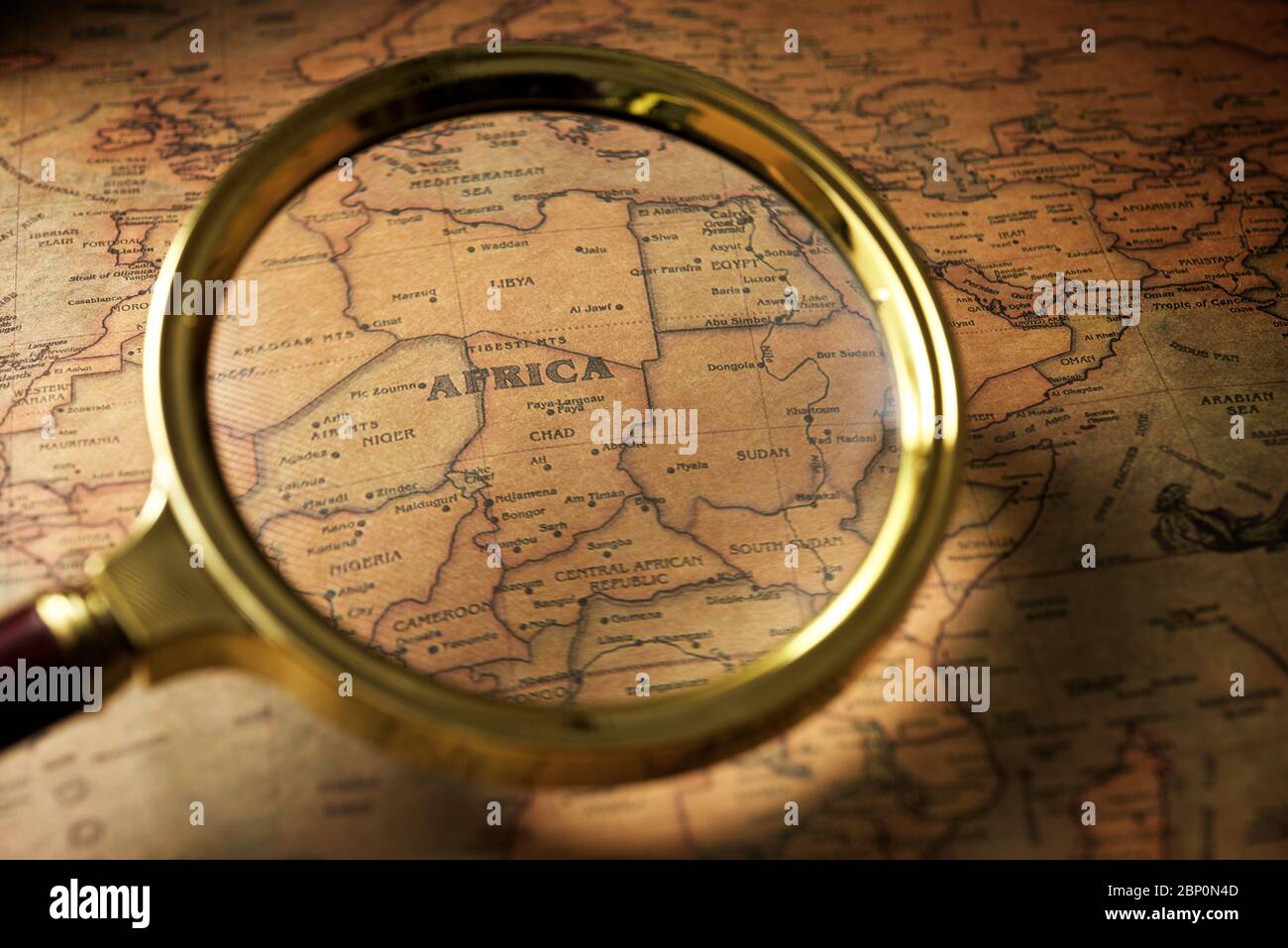 Magnifying glass old map hi-res stock photography and images - Alamy