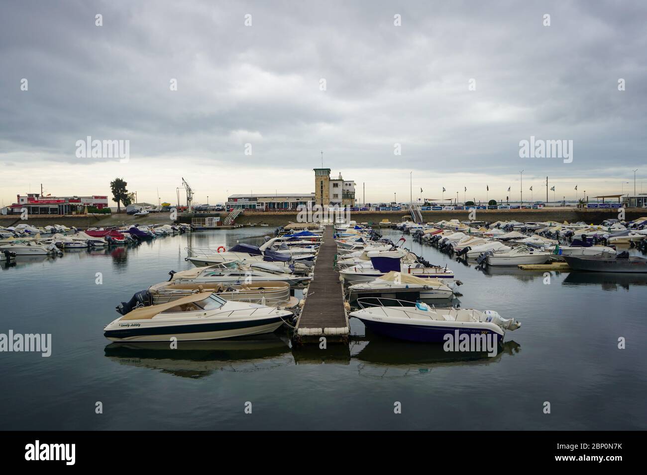 View of the port of Faro in Portugal, which is located in the South of ...