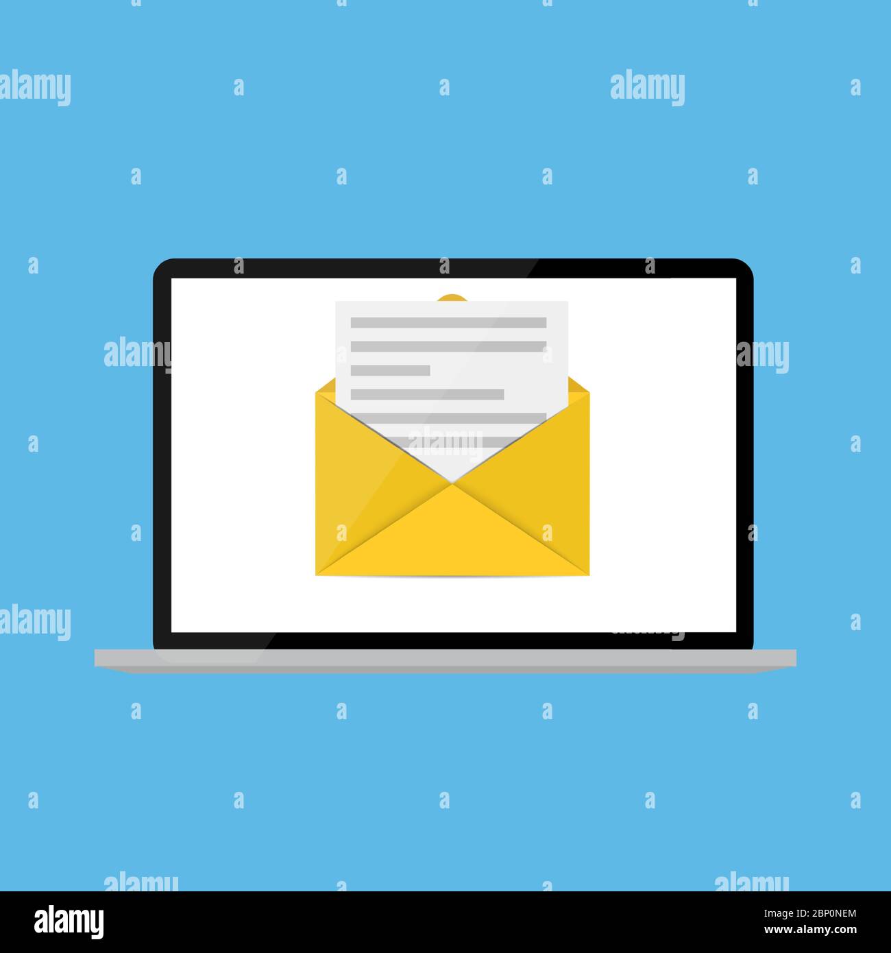 New Email on the laptop screen notification concept. Vector ...