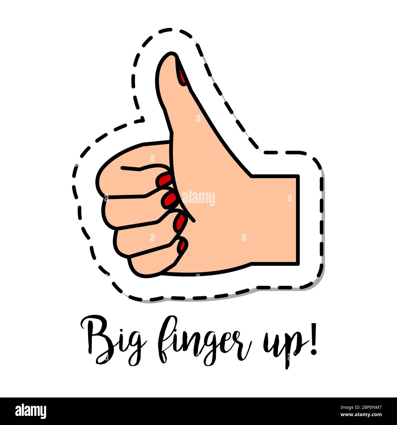 Fashion patch element with quote, Big finger up, and the human hand ...