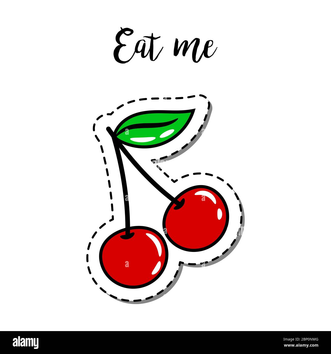 Fashion patch element with quote, Eat me, and cherry vector ...