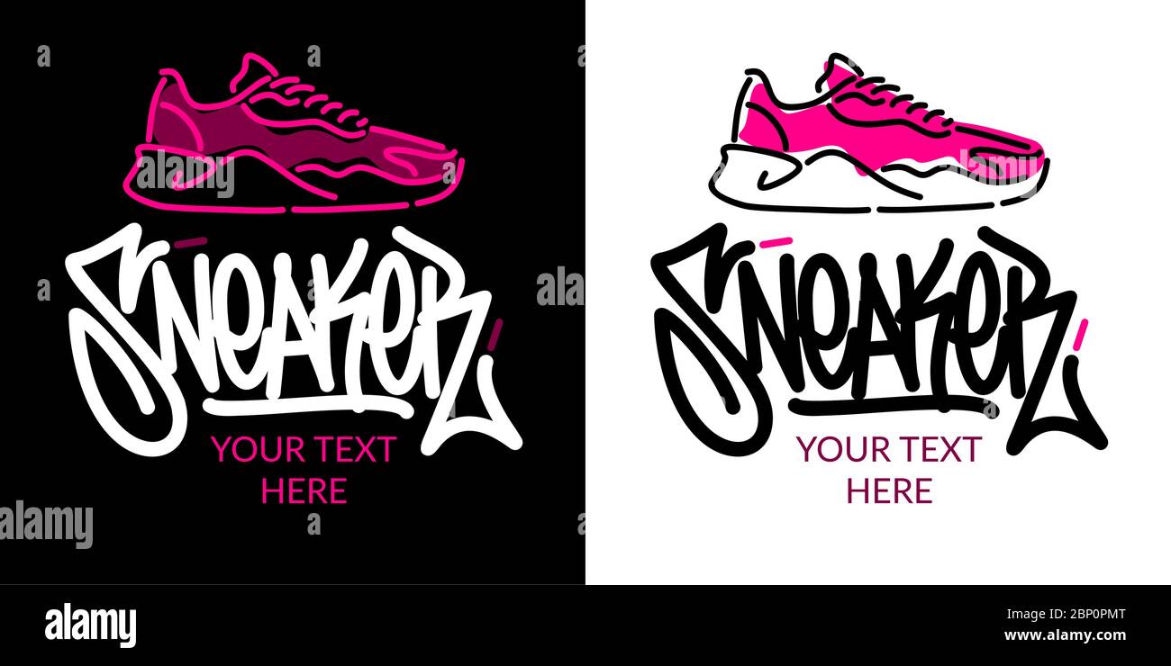 Abstract Hand Written Graffiti Style Word Sneaker Vector Illustration ...