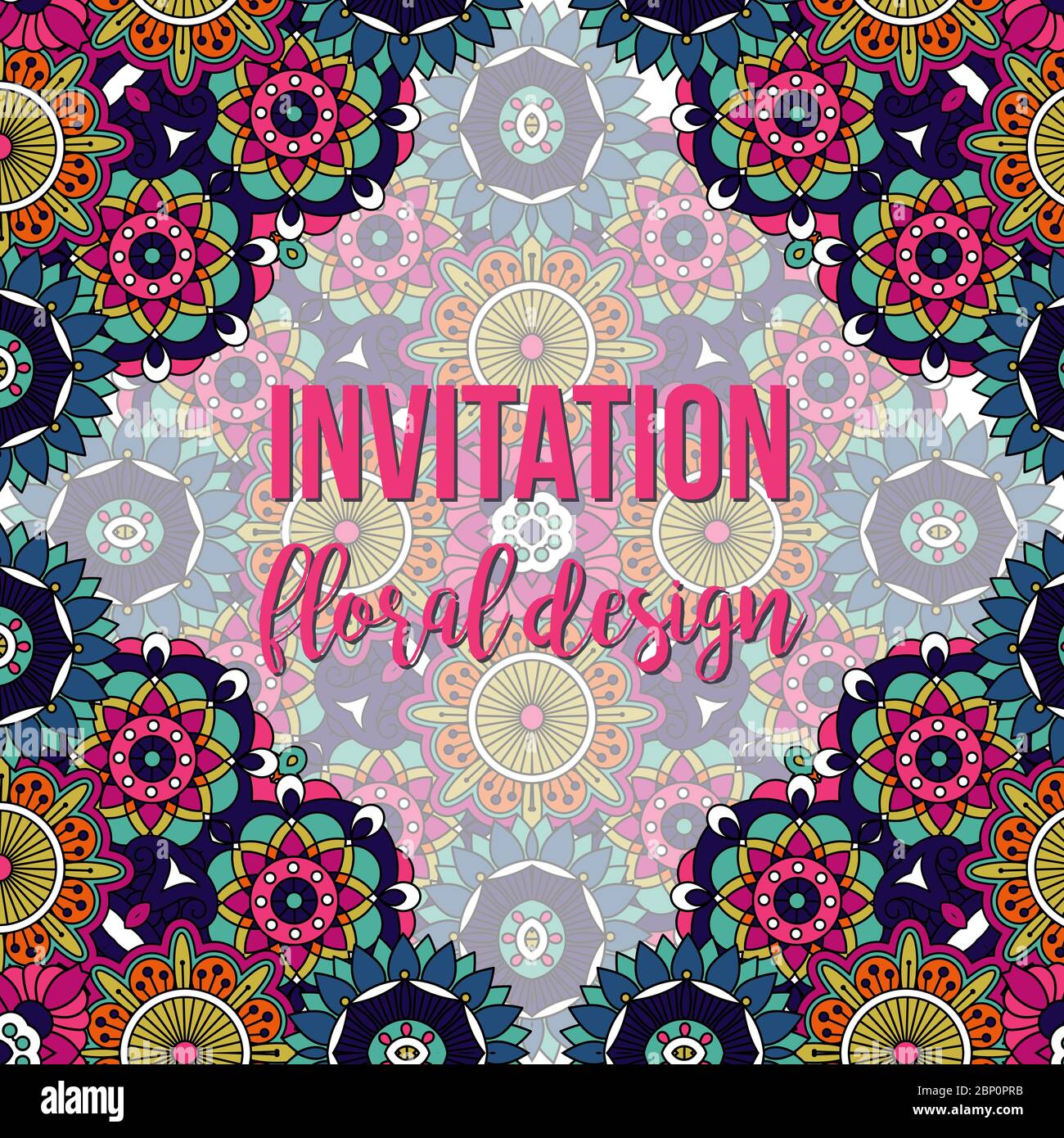 Universal invitation floral card in abstract style, vector illustration ...
