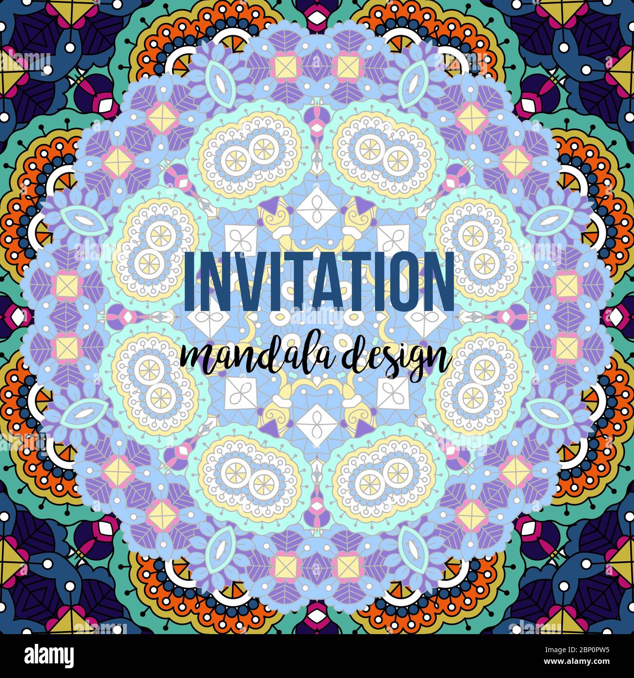 Universal invitation mandala card in abstract style, vector ...