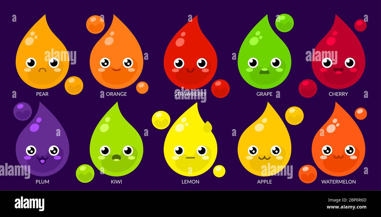 Abstract Fruit Juice Drop Vector Flat Cartoon Vector Illustration Stock ...