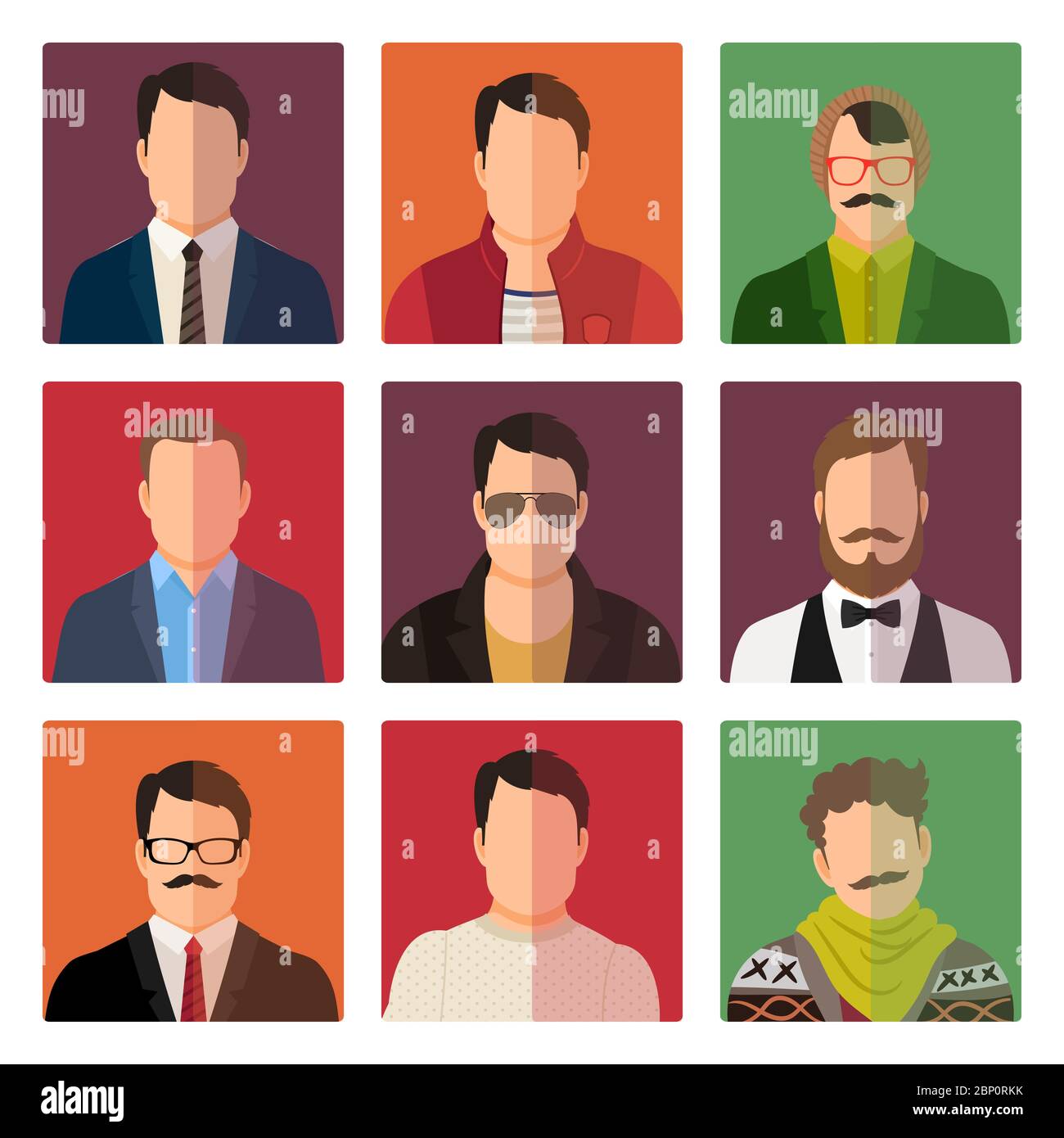 Vector male avatar icons set in casual style Stock Vector Image & Art ...