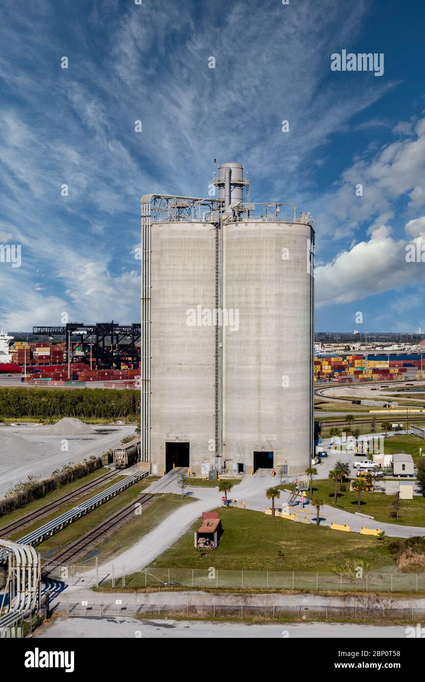 Two Concrete Silos Stock Photo - Alamy