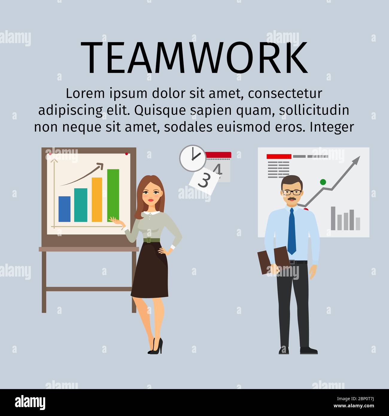 Teamwork infographic illustration with business people. Vector ...