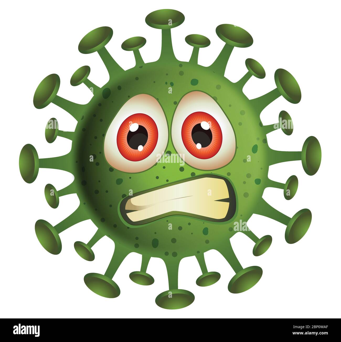 Corona Virus illustration.Green Virus cartoon on white background.Virus ...