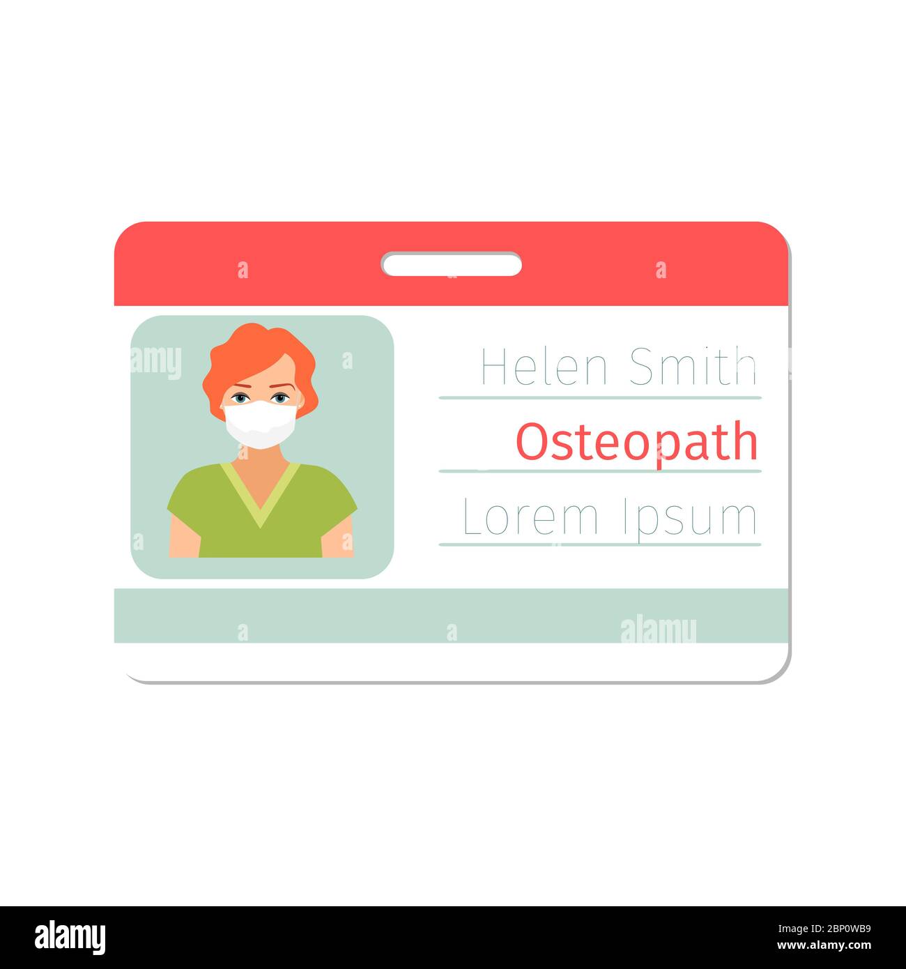 Female character of osteopath medical specialist badge template for ...